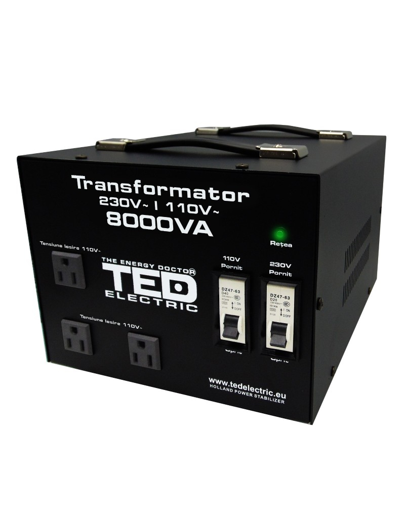 Transformator de la 220V la 110V 8000VA / 6400W cu carcasa TED Electric ...
